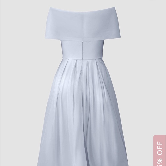 Azazie | Dresses | Azazie Light Blue Offtheshoulder Midi Dress | Poshmark